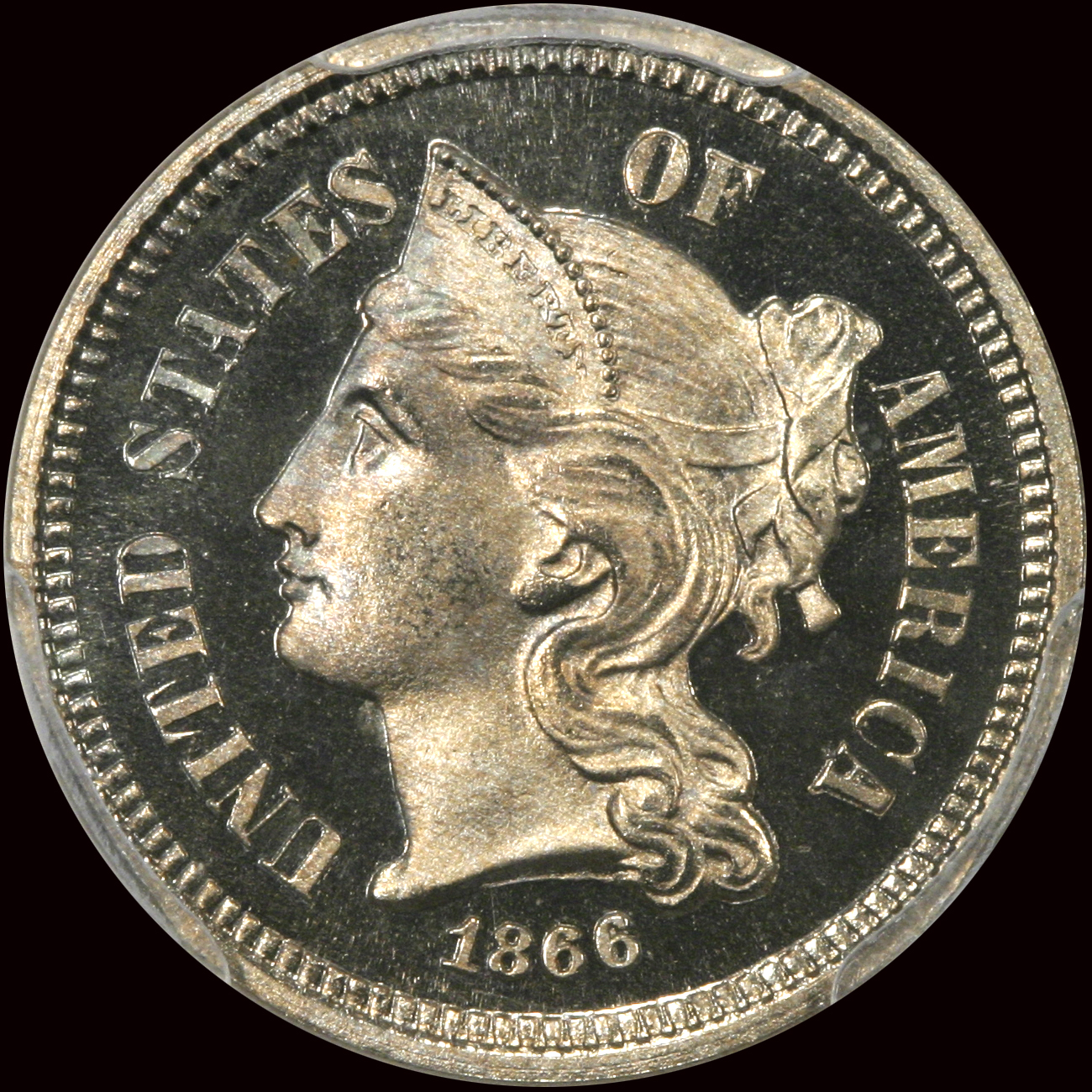 3CN 1866 PCGS PR67 DC | Legend Numismatics