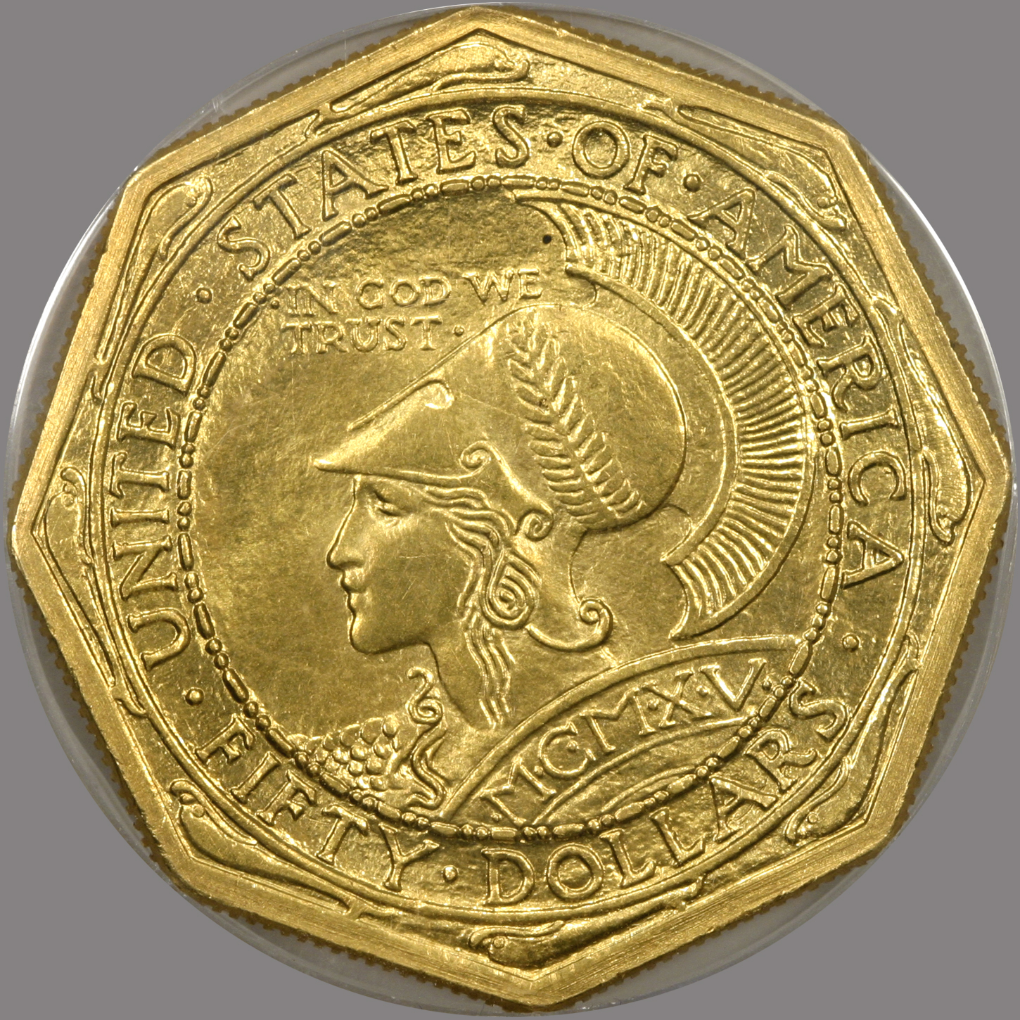 $50 1915 PAN PAC OCTAGONAL PCGS MS64+ | Legend Numismatics