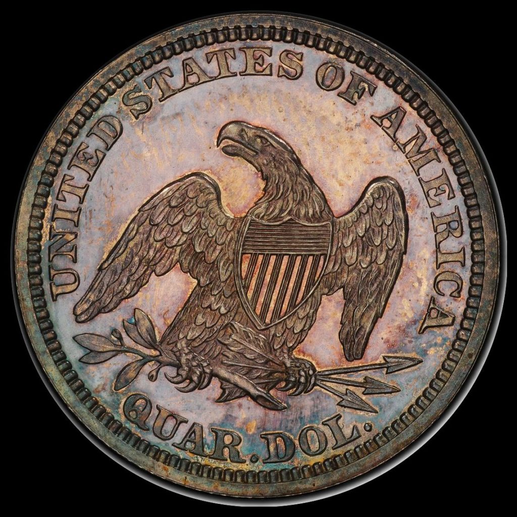 1865 25C Quarter Liberty Seated, No Motto PCGS PR64CAM+ (CAC) | Legend ...