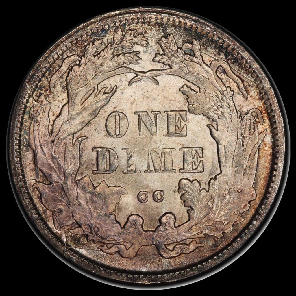 1875-CC 10C Dime Liberty Seated, Legend MM Above PCGS MS66+ (CAC) A TOP ...